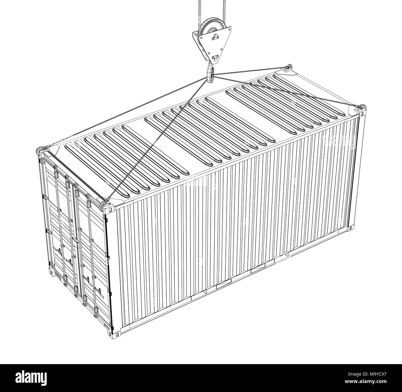 Cargo container. Wire-frame style Stock Photo - Alamy