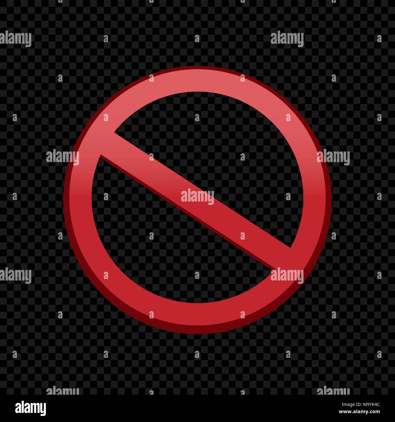 Forbid red symbol template on dark black transparent background. Empty ...