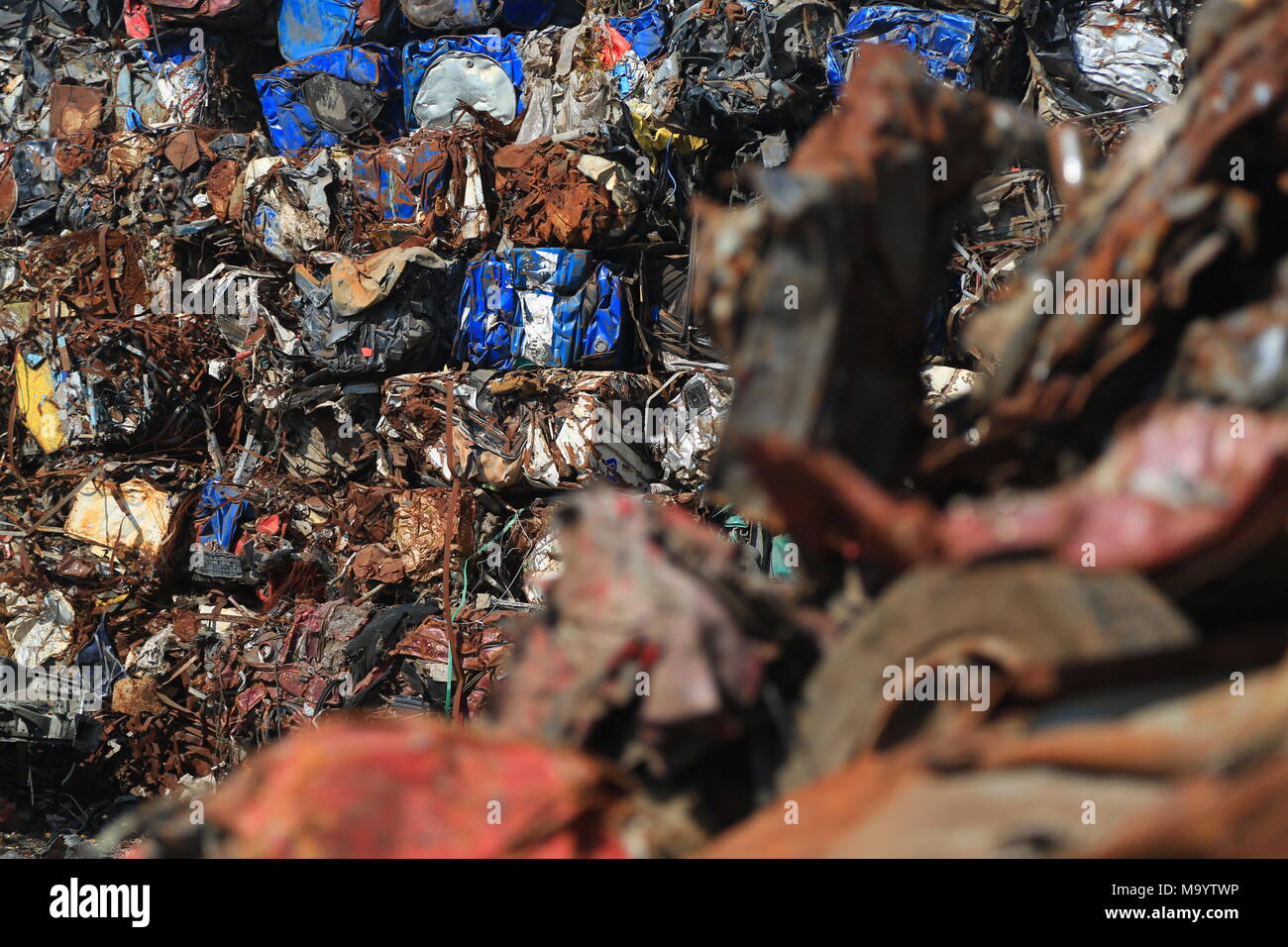 Scrap metal, wrecked and crushed parts Stock Photo - Alamy