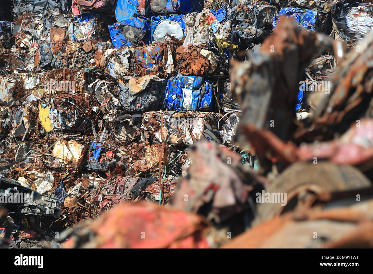 Scrap metal, wrecked and crushed parts Stock Photo - Alamy