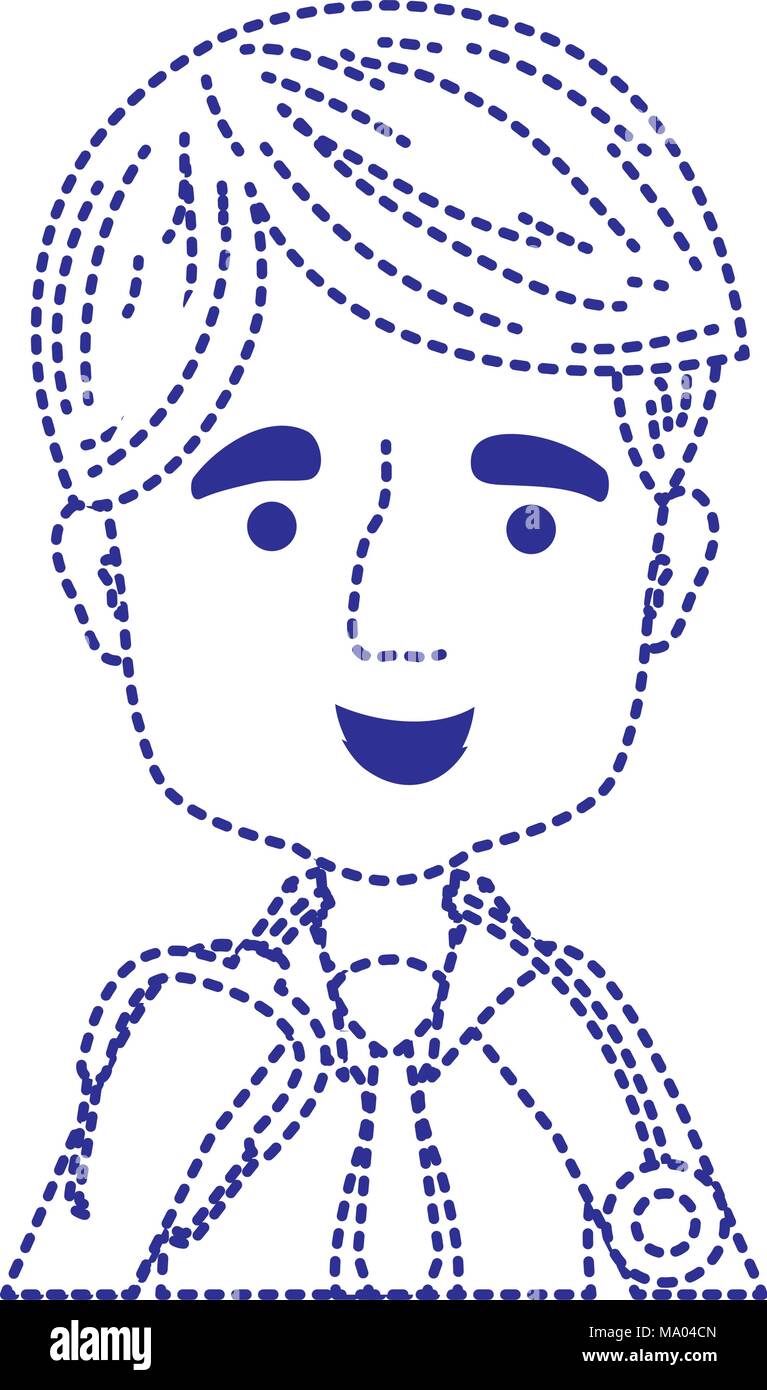 dotted shape man doctor with stethoscope and uniform Stock Vector Image ...