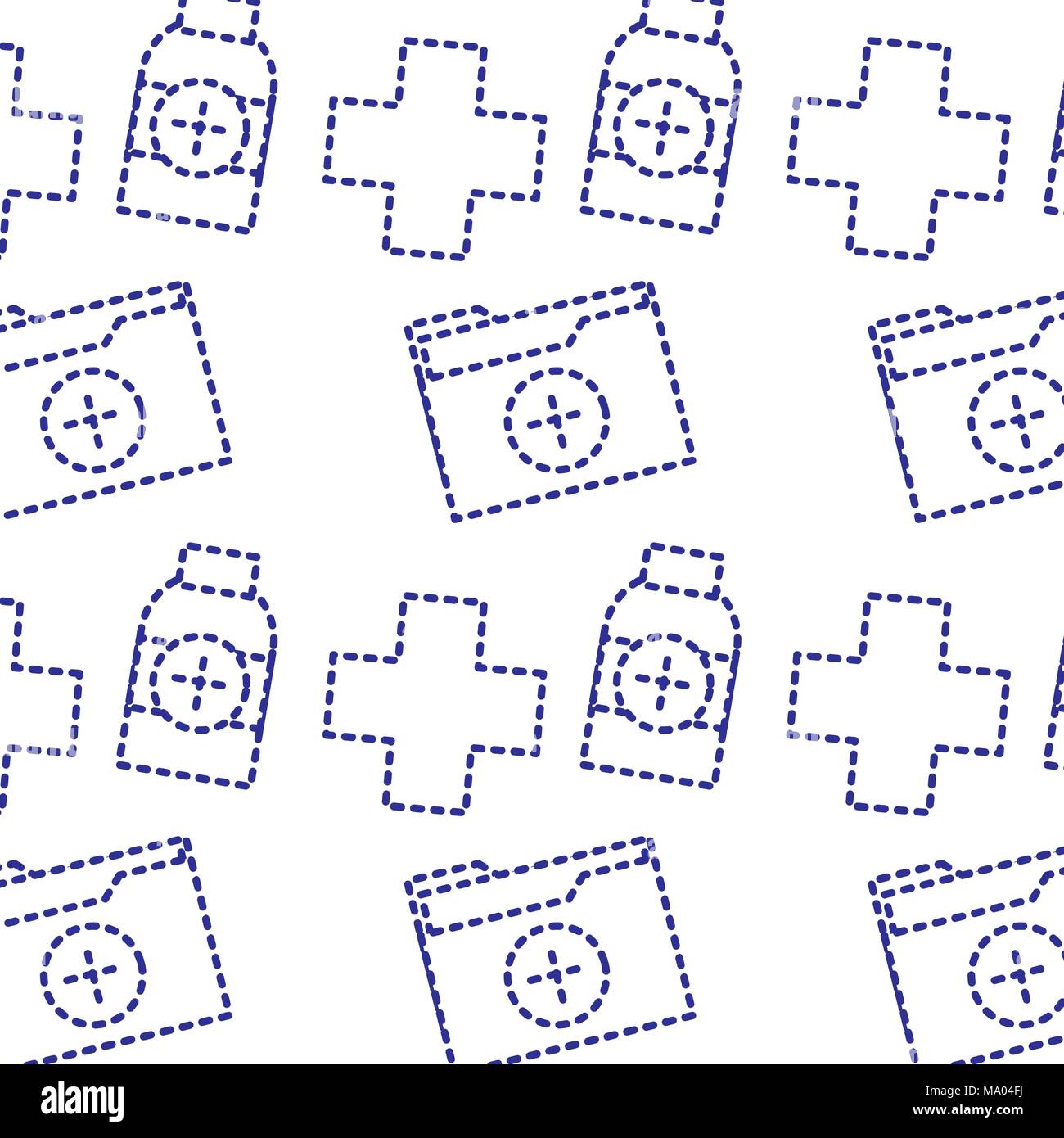 dotted shape cross seal with folder file and alcohol background Stock ...