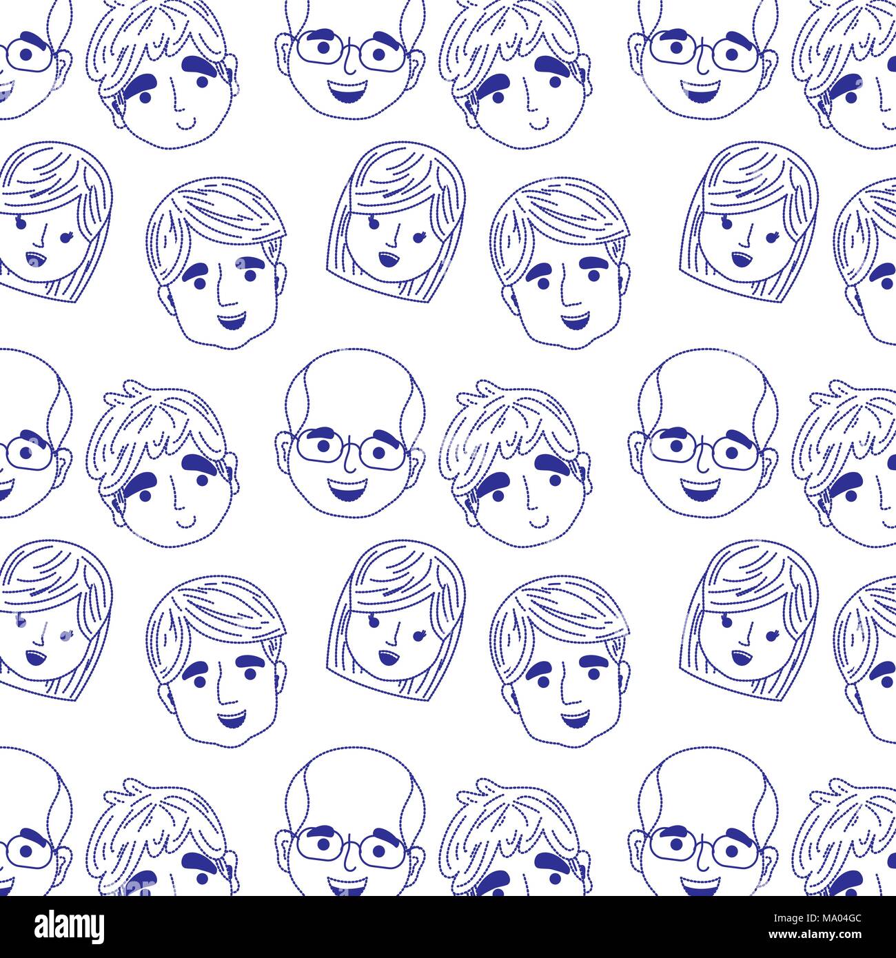 dotted shape woman and man head with hairstyle background Stock Vector ...