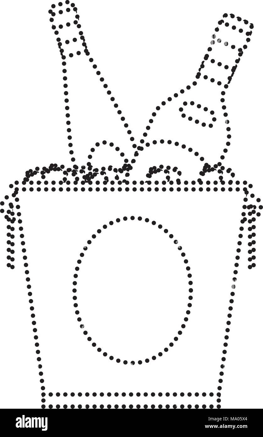dotted shape wine bottles inside bucket object with ice Stock Vector ...