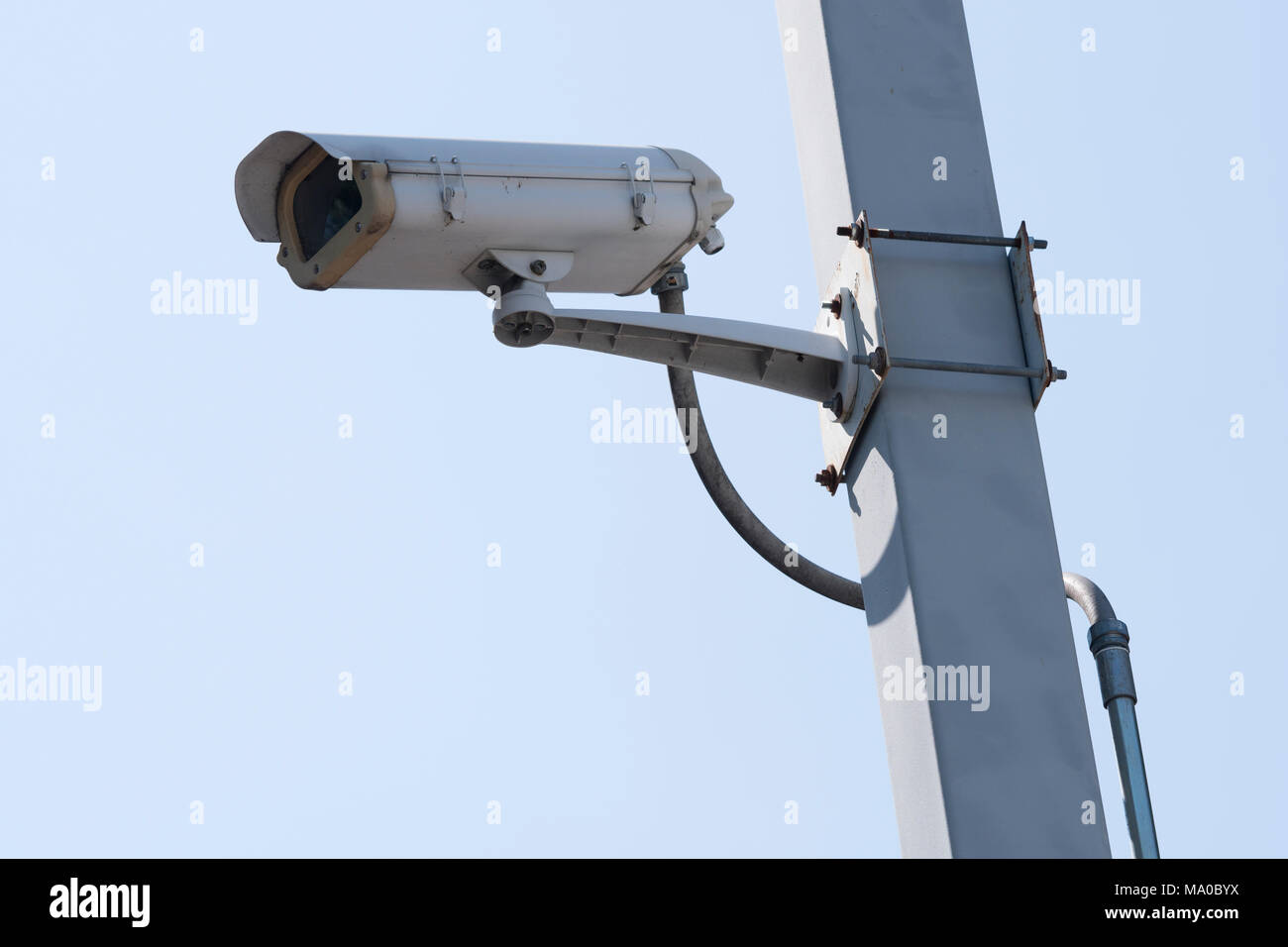 Outdoor CCTV camera security system, on blue background Stock Photo - Alamy