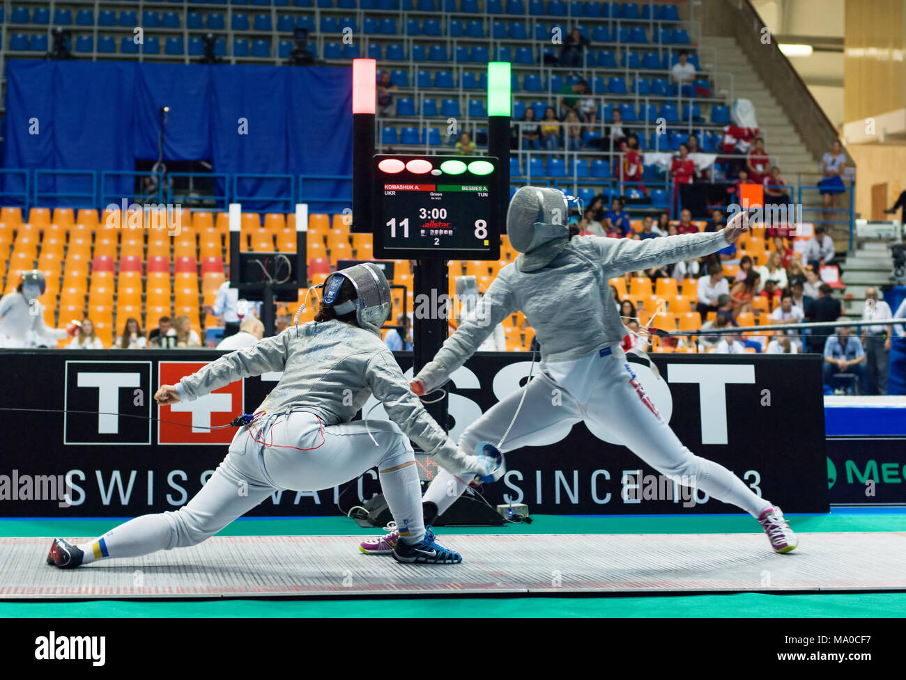 MOSCOW, RUSSIA - MAY 31 2015: Alina Komashuk and Azza Besbes fight on ...