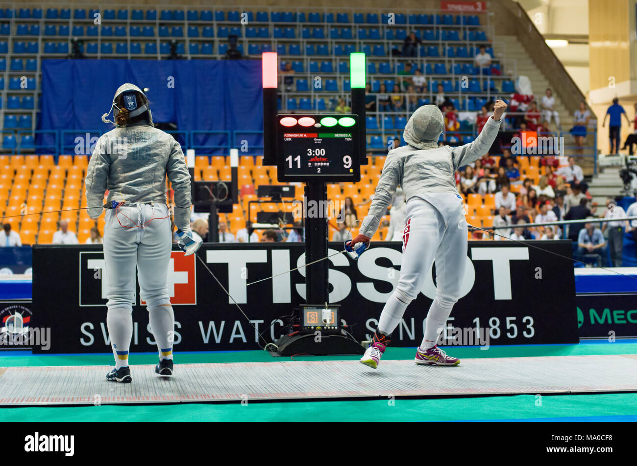 MOSCOW, RUSSIA - MAY 31 2015: Alina Komashuk and Azza Besbes fight on ...