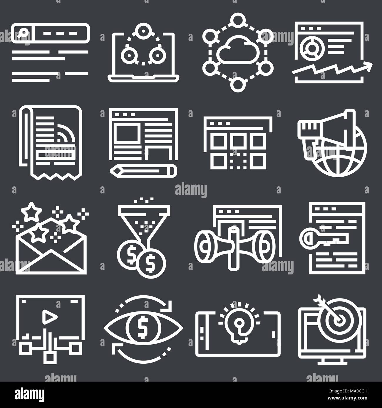 Internet marketing icon set in thin line style. Vector illustrations ...