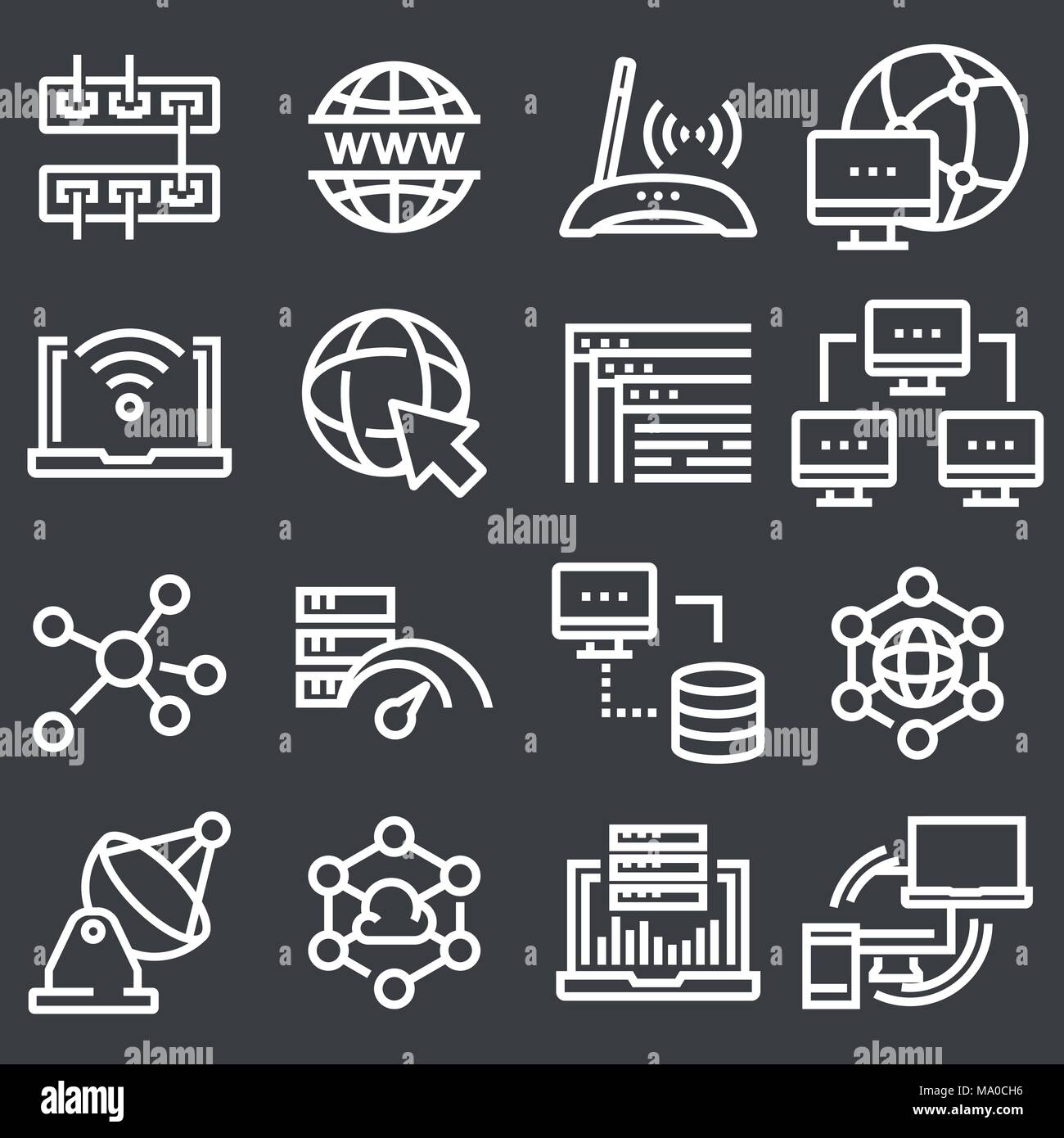 Vector social media and network icons set, information technology Stock ...