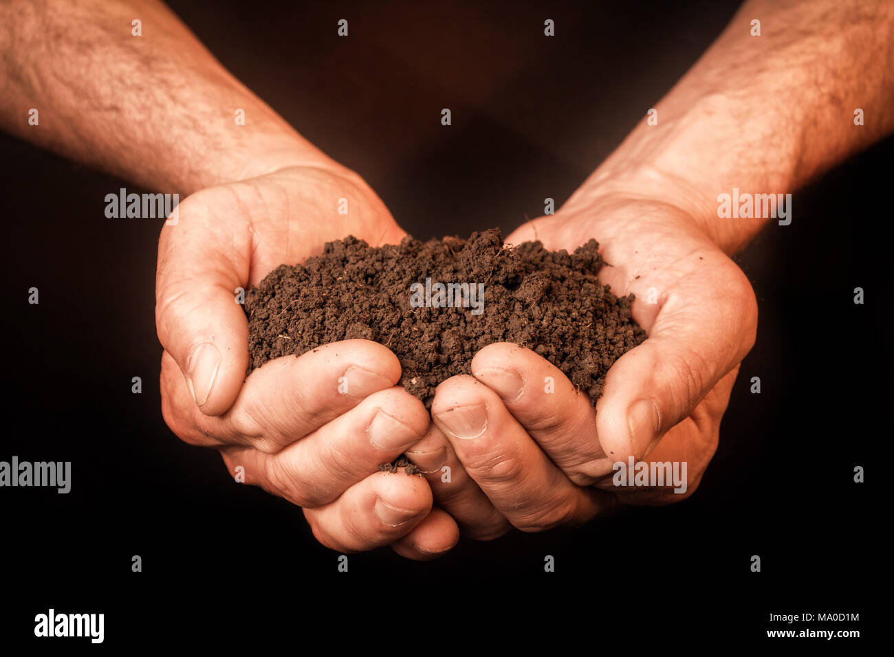 handful of earth in hands Stock Photo - Alamy