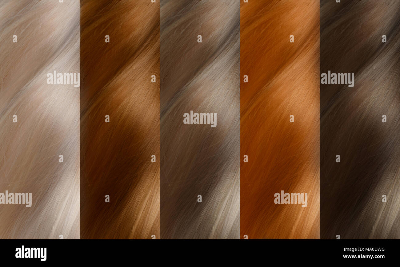 Hair Collection, shades, set of five colors. straight hair Stock Photo ...