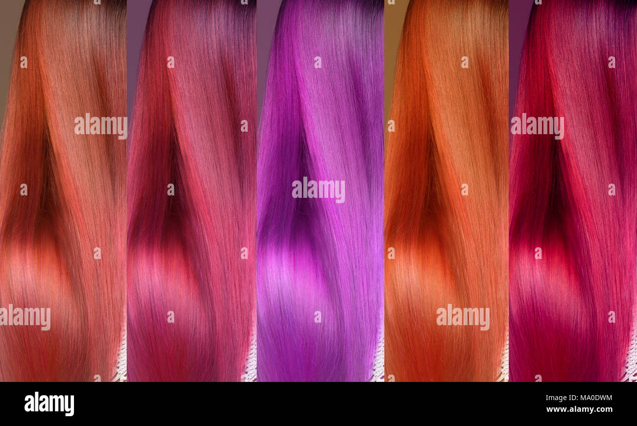 Hair Collection, shades, set of five colors. straight hair Stock Photo ...
