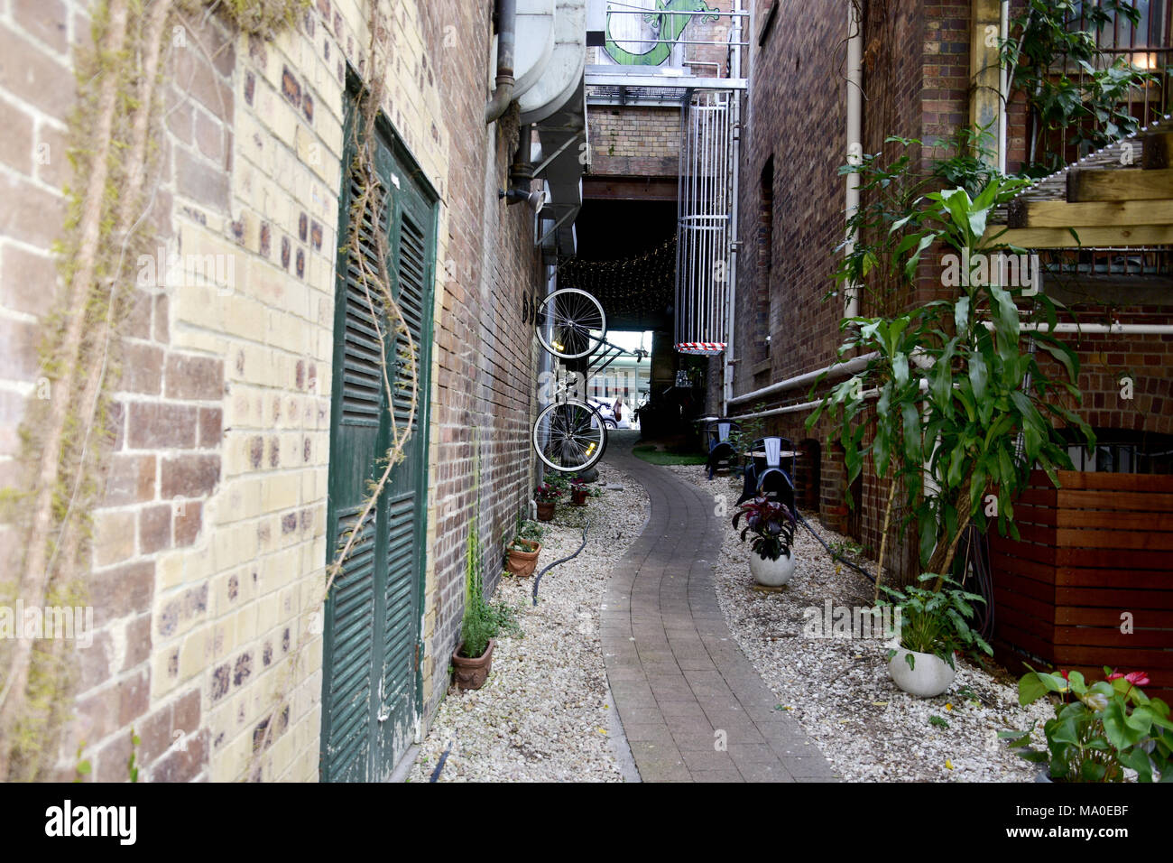 Alley way leading to cafe in brisbane city hi-res stock photography and ...