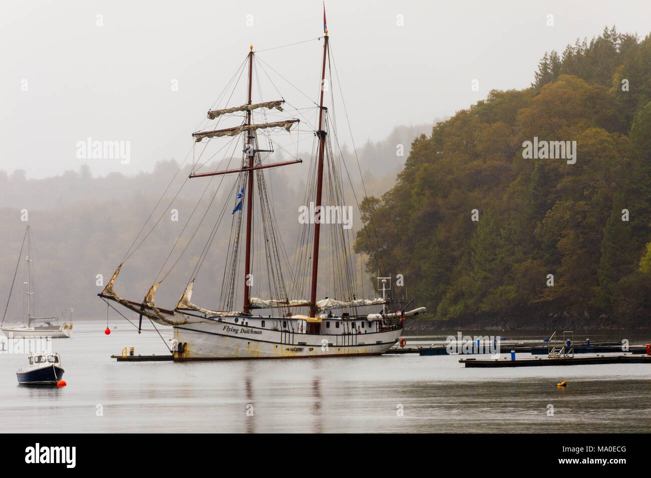Dutch Wooden Two-Mast Sailboat Next to the Shore Stock Photo - Alamy