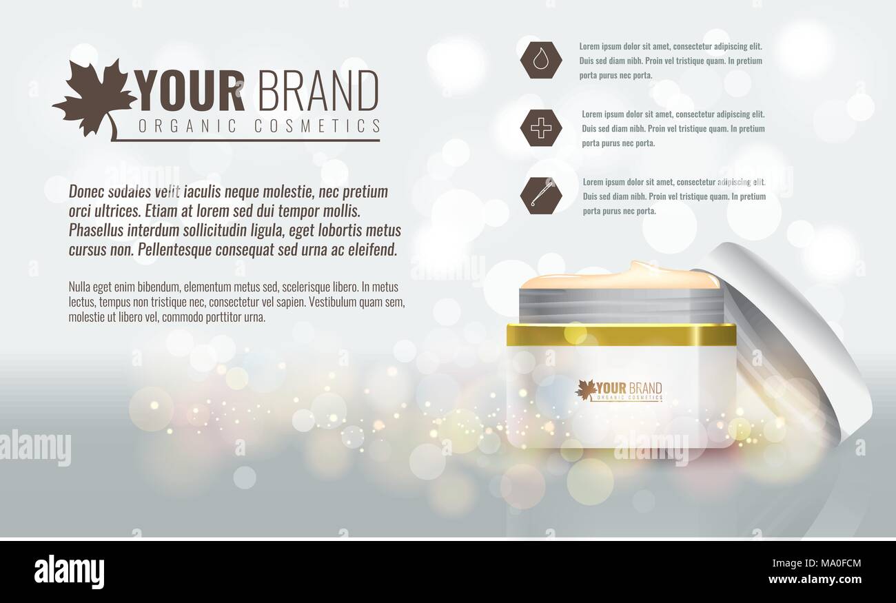 Vector illustration of Beautiful hydrating facial cream cosmetic ads on ...