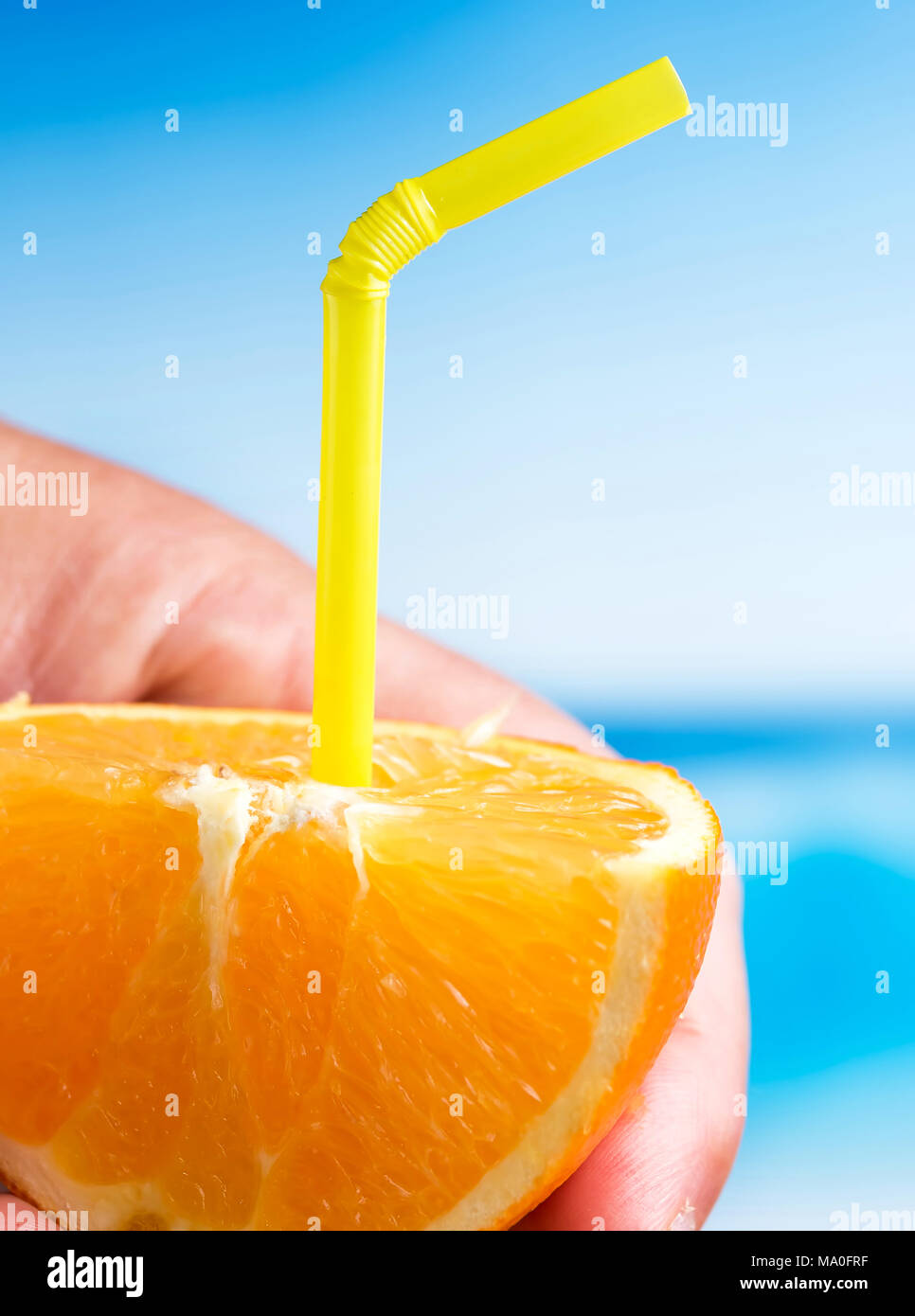 Freshly Squeezed Orange Meaning Juicy Juice And Healthy Stock Photo - Alamy