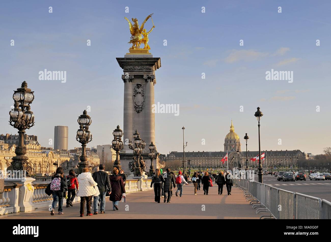 Pont Alexandre III bridge spanning the river Seine. Decorated with ...