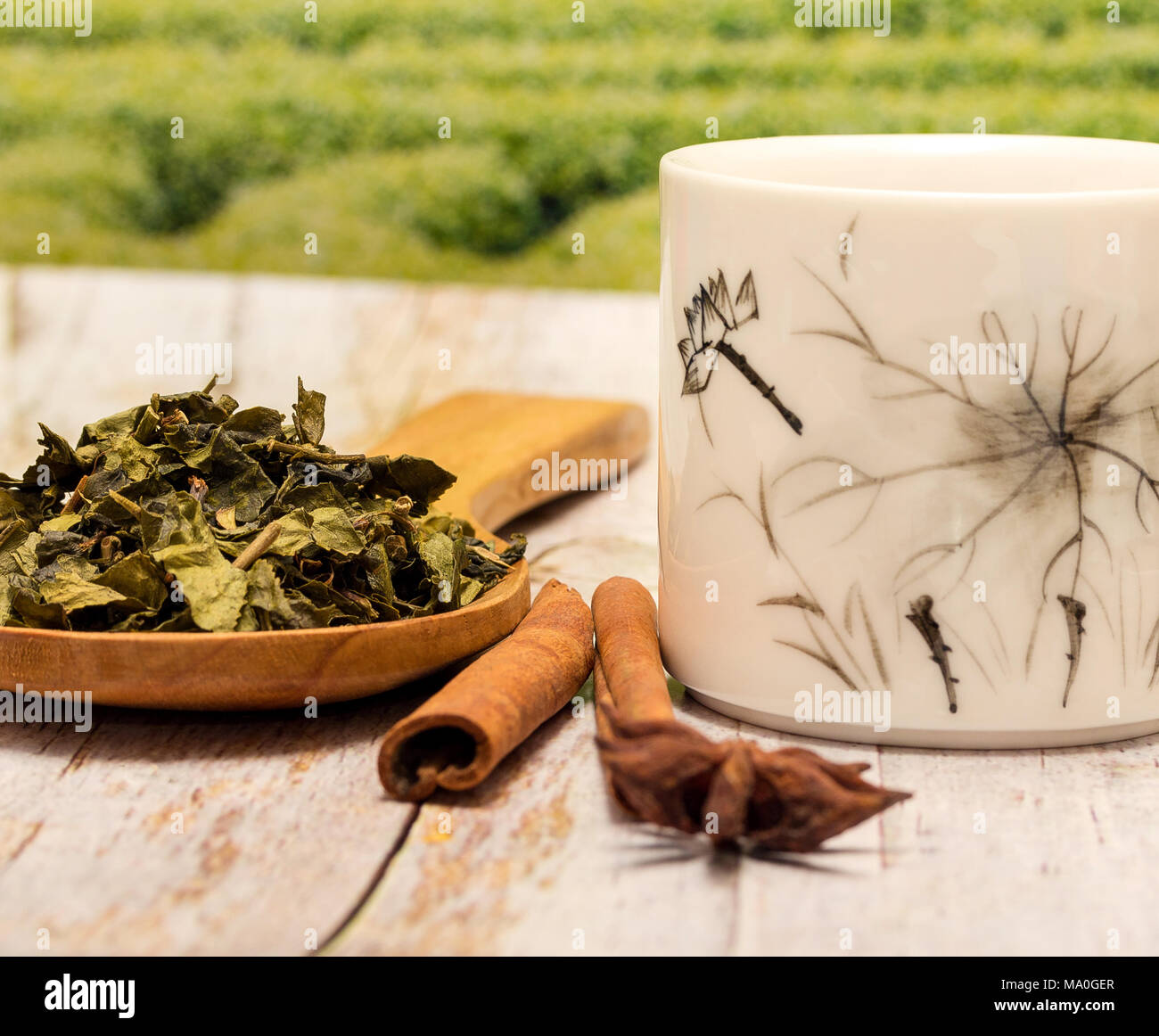 Chinese Green Tea Showing Break Time And Teas Stock Photo - Alamy