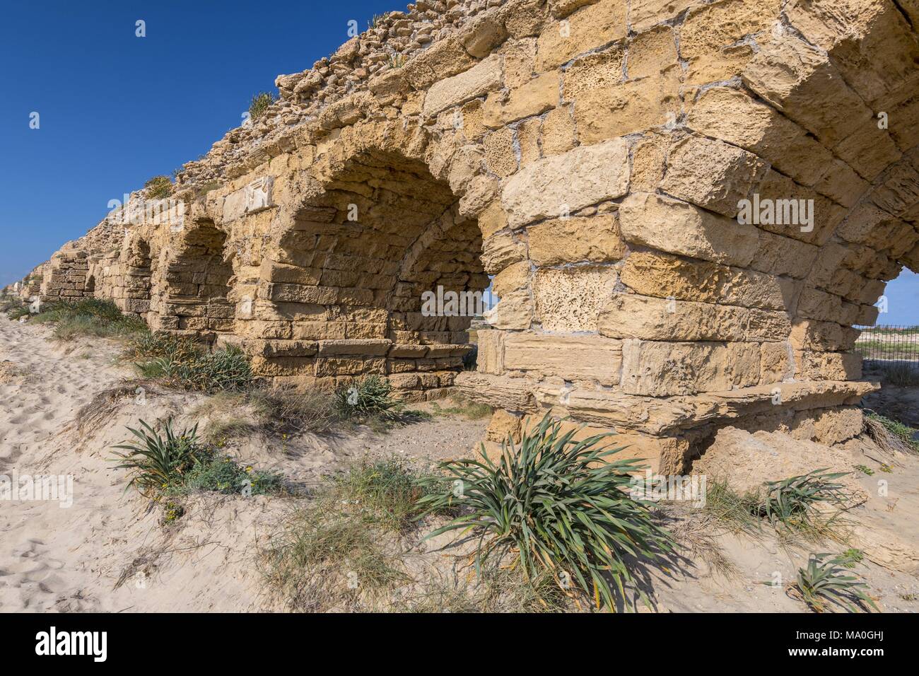 The Roman aqueduct in Caesarea, Israel, Middle East Stock Photo - Alamy