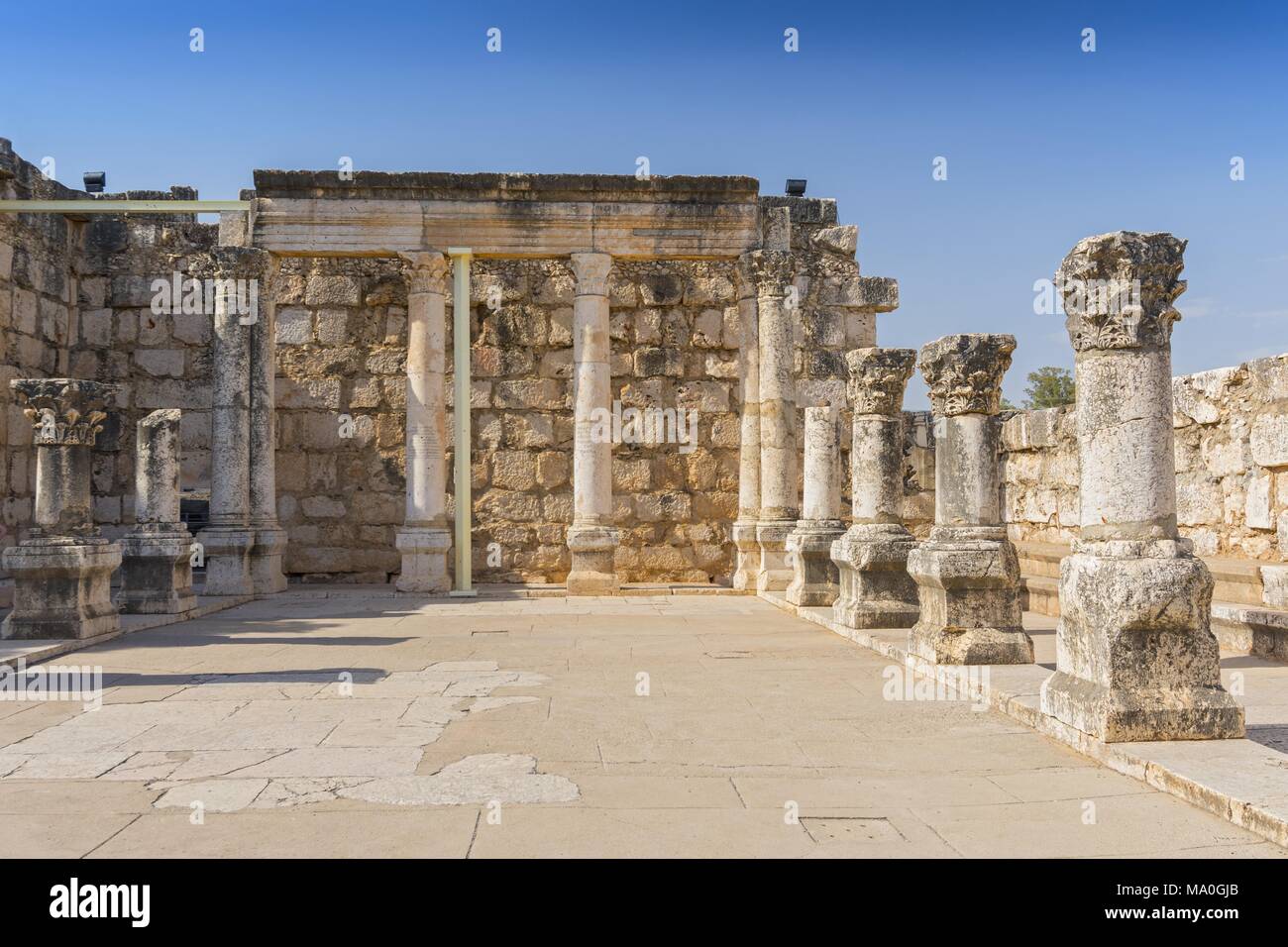 Ruins of the old synagogue in Capernaum by the Sea of Galilee, Israel ...
