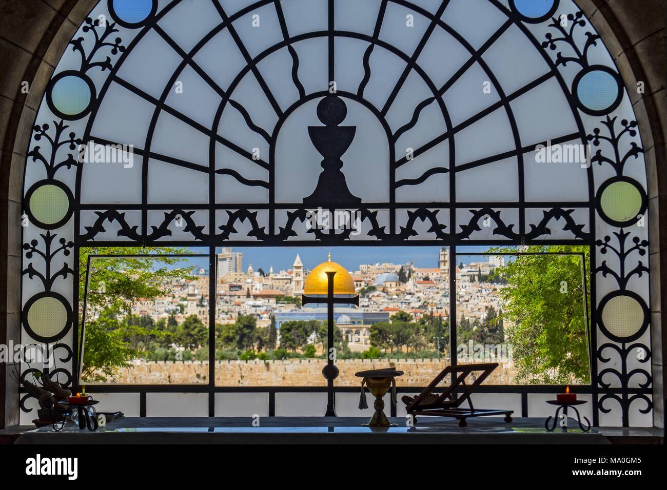 The Old City of Jerusalem and the Dome of the Rock, seen with the ...