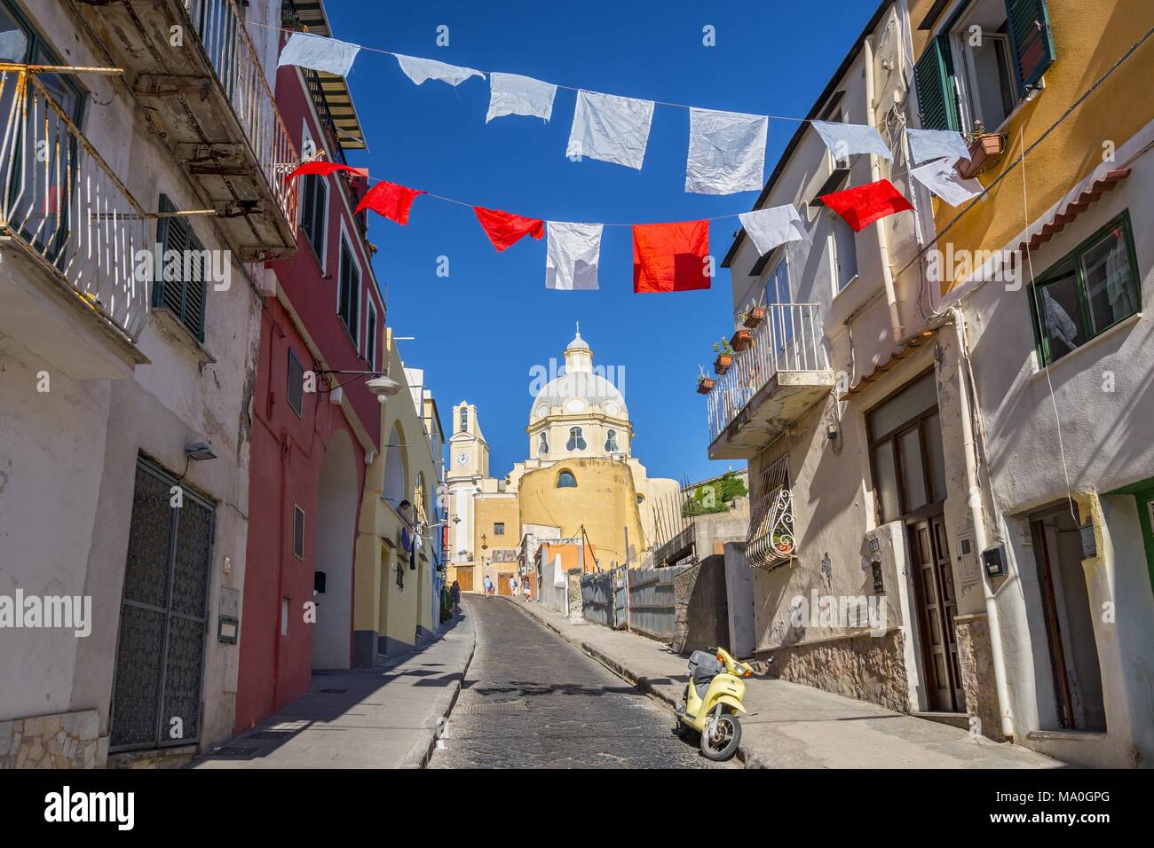 Salita Castello street and Santa Maria delle Grazie Church, Procida ...