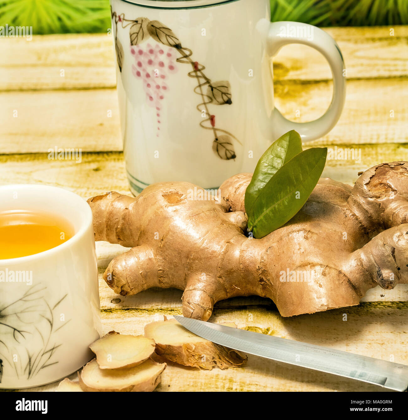 Outdoor Ginger Tea Representing Beverages Teacups And Fresh Stock Photo ...