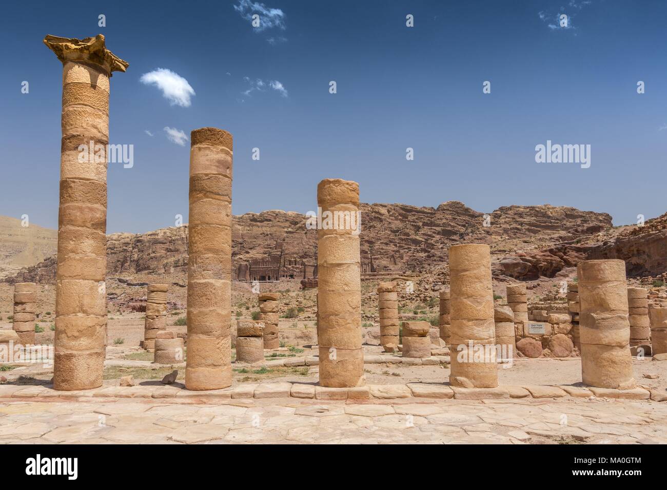 Columns at Great Temple Nabataean ancient town Petra, Jordan Stock ...