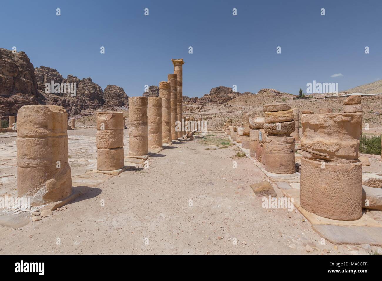 Columns at Great Temple Nabataean ancient town Petra, Jordan Stock ...