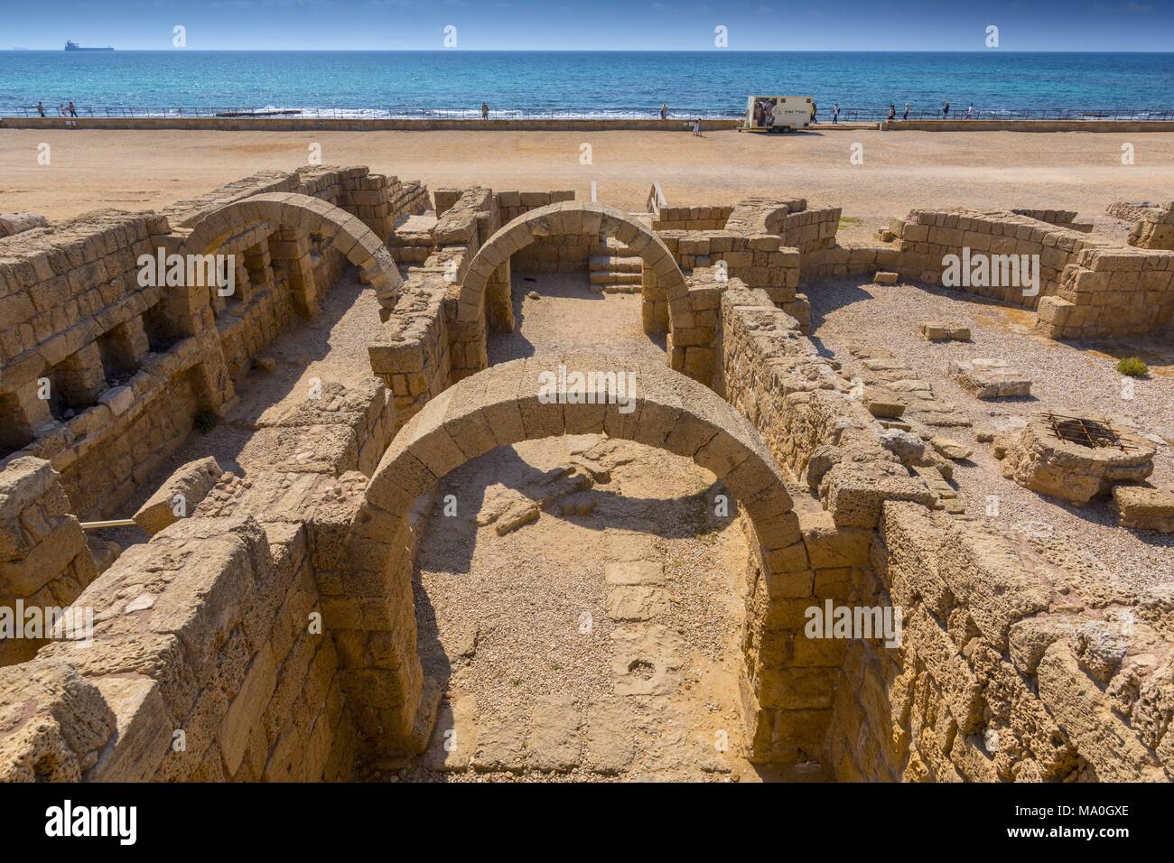 Roman ruins with arches in Caesarea Maritima, Israel Stock Photo - Alamy