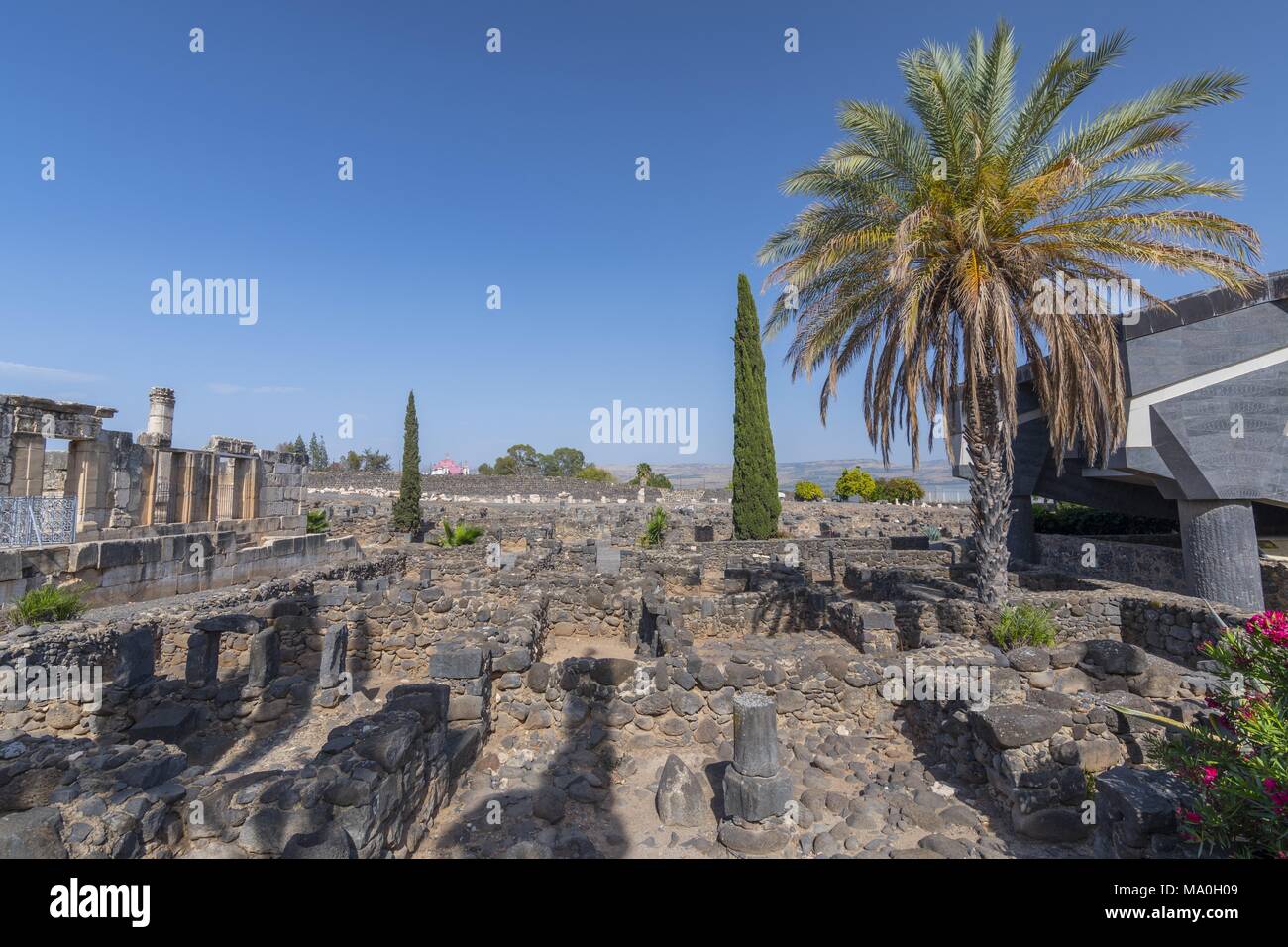 The ruins in the small town Capernaum on the coast of the lake of ...