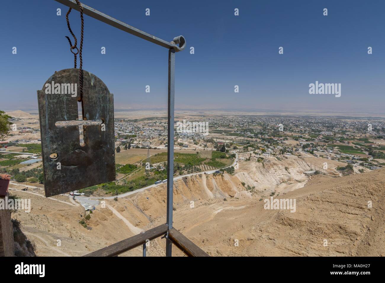 Iron plate with cross and panorama of the Valley of Jericho from Greek ...