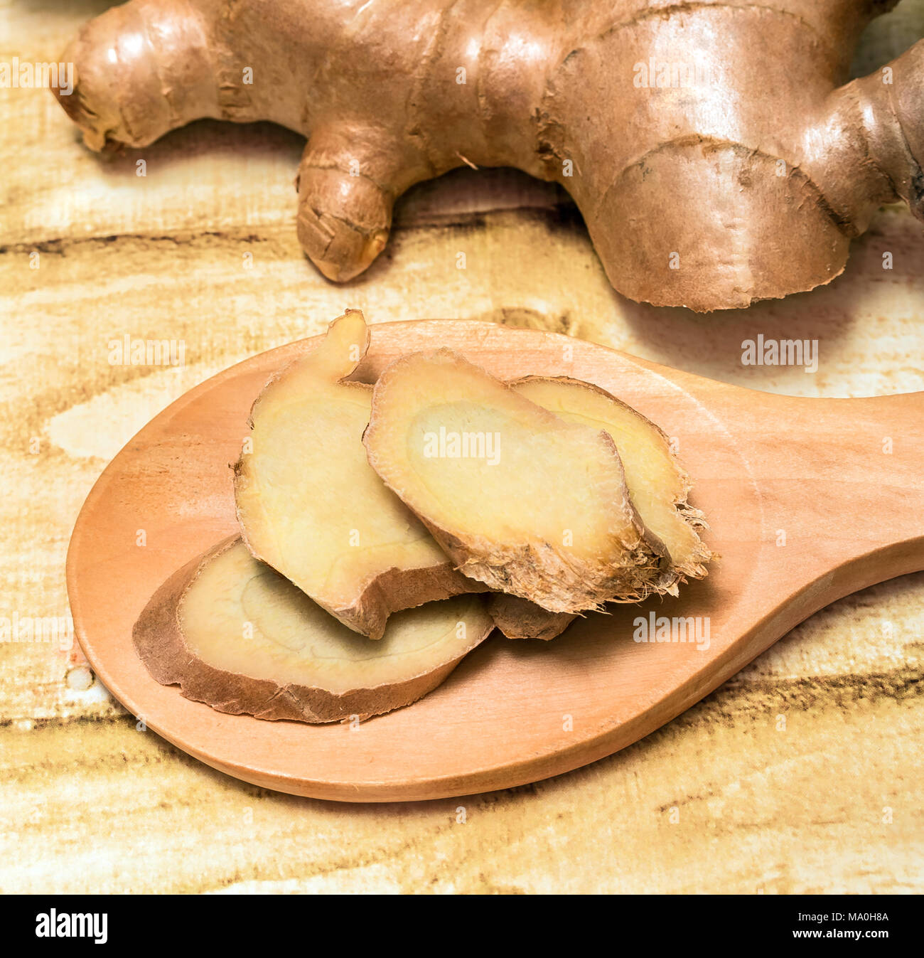 Sliced Ginger Root Indicating Spices Natural And Ingredients Stock ...