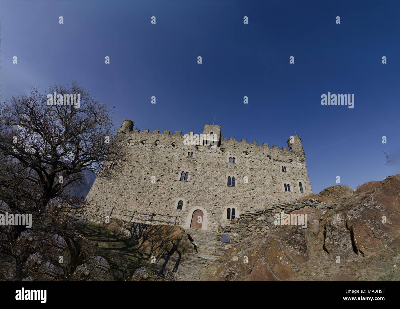 Ussel fraction of Chatillon, Valle d'Aosta, Italy 11 February 2018 ...