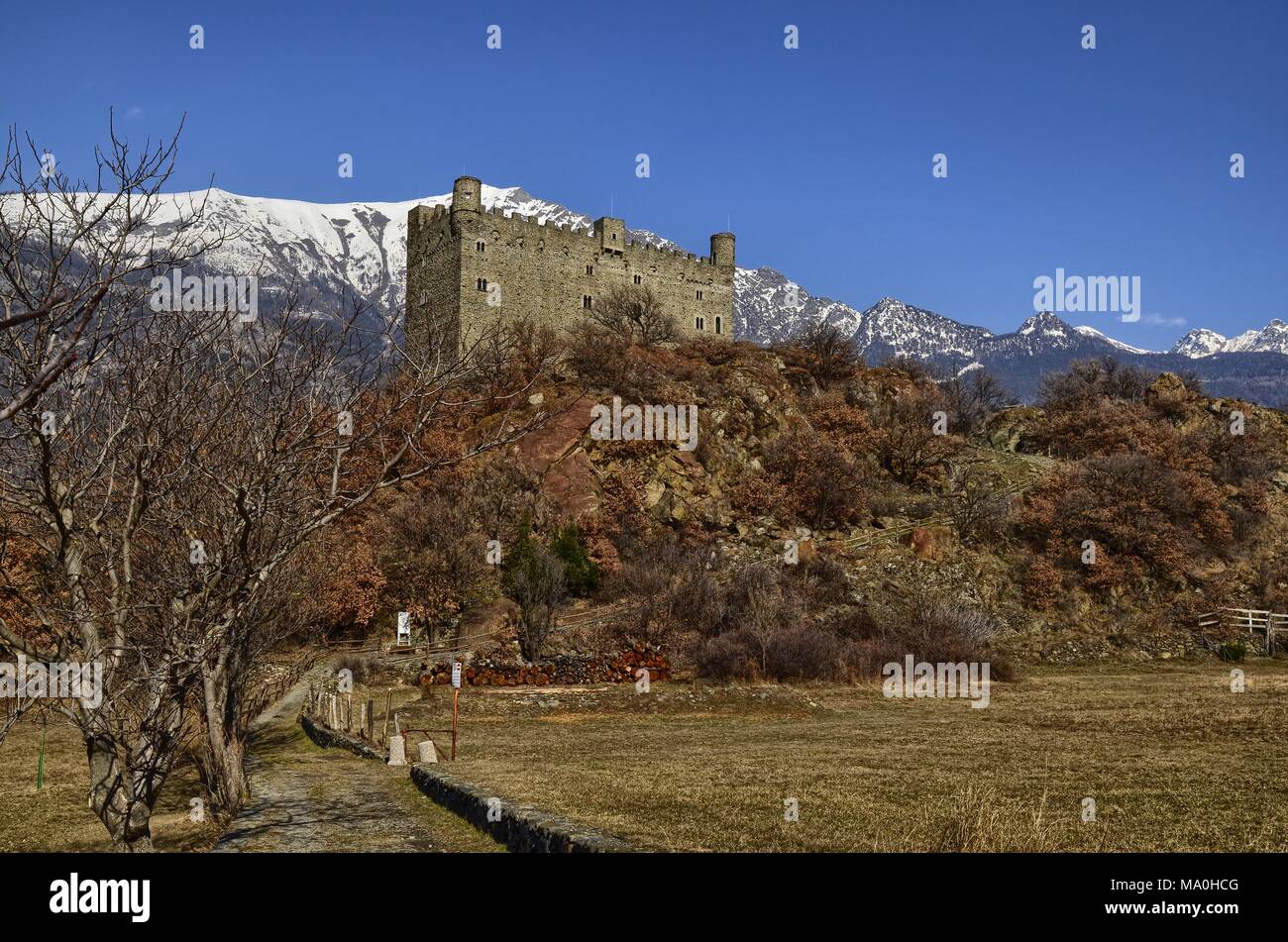 Ussel fraction of Chatillon, Valle d'Aosta, Italy 11 February 2018. The ...