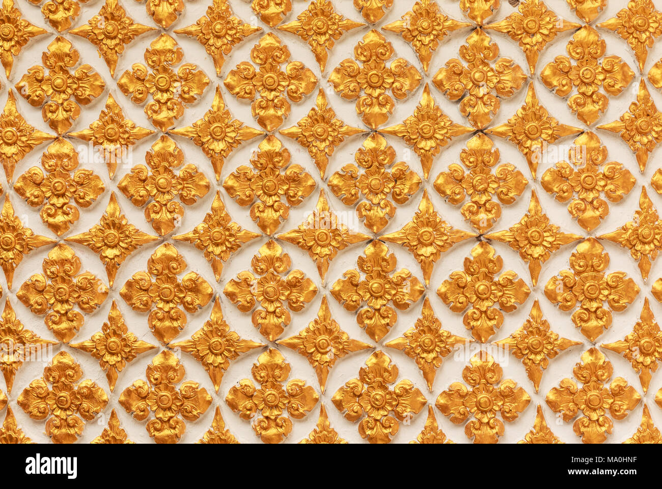 Pattern of Golden buddhist temple wall in Thailand Stock Photo - Alamy