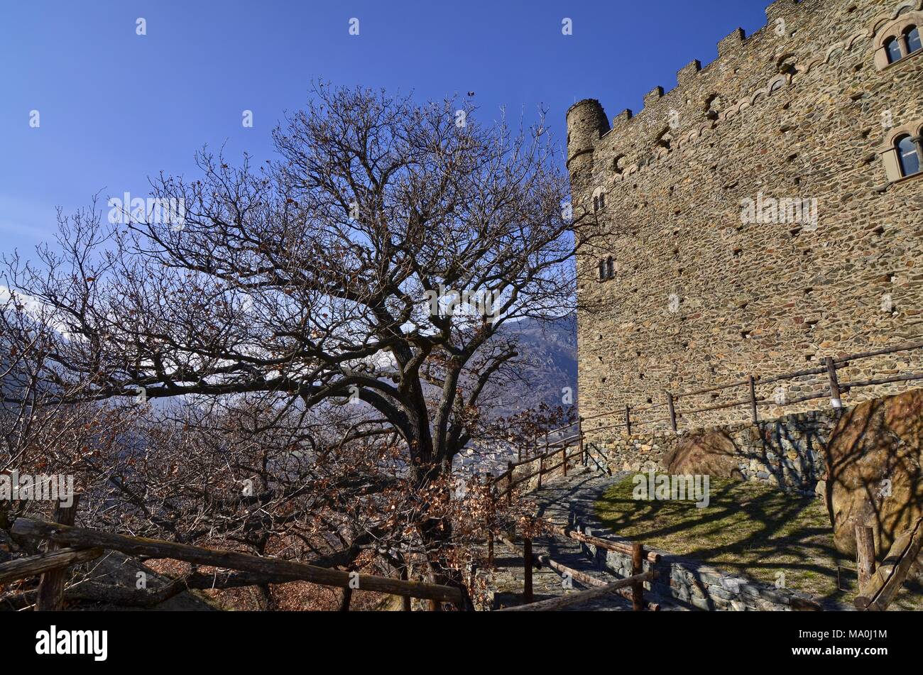 Ussel fraction of Chatillon, Valle d'Aosta, Italy 11 February 2018. The ...