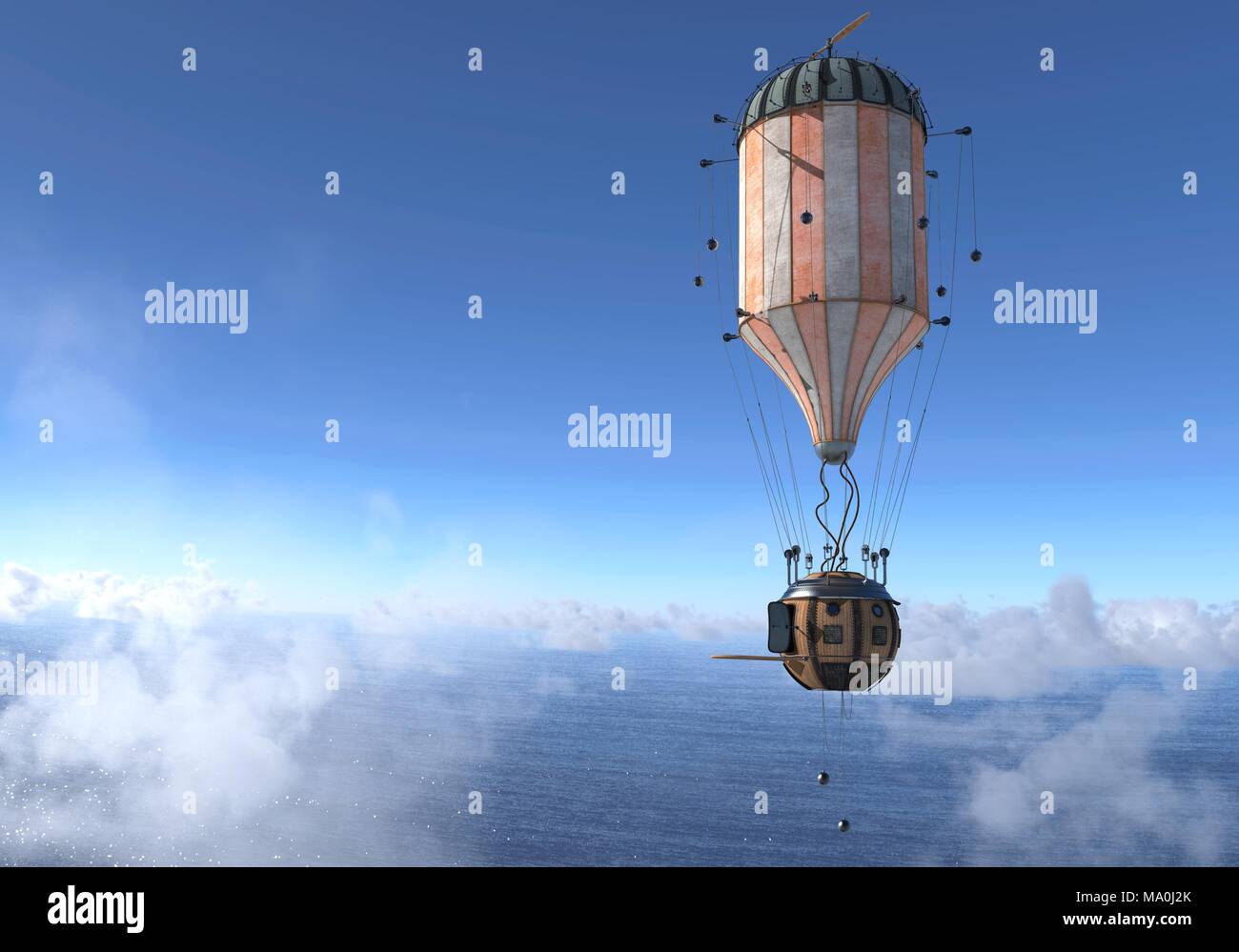3D illustration Fantasy airship Zeppelin Dirigible balloon Stock Photo ...