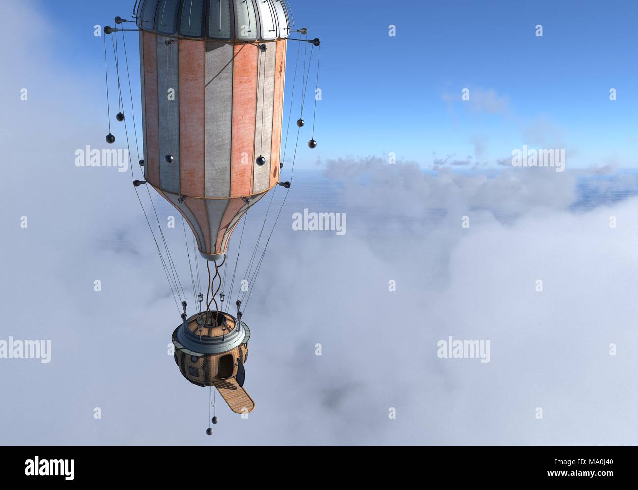 3D illustration Fantasy airship Zeppelin Dirigible balloon Stock Photo ...