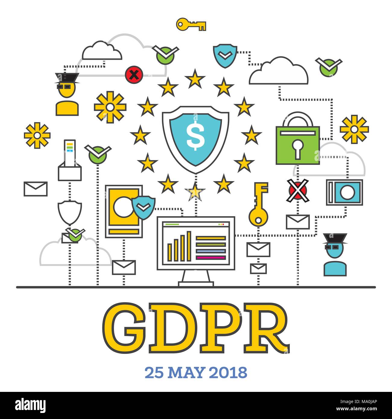 GDPR Concept. Vector Illustration. General Data Protection Regulation. The Protection of ...