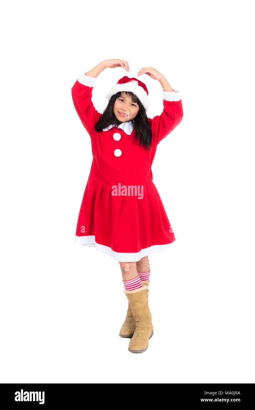 Portrait of little girl in a Santa costume ,Christmas concept Stock ...