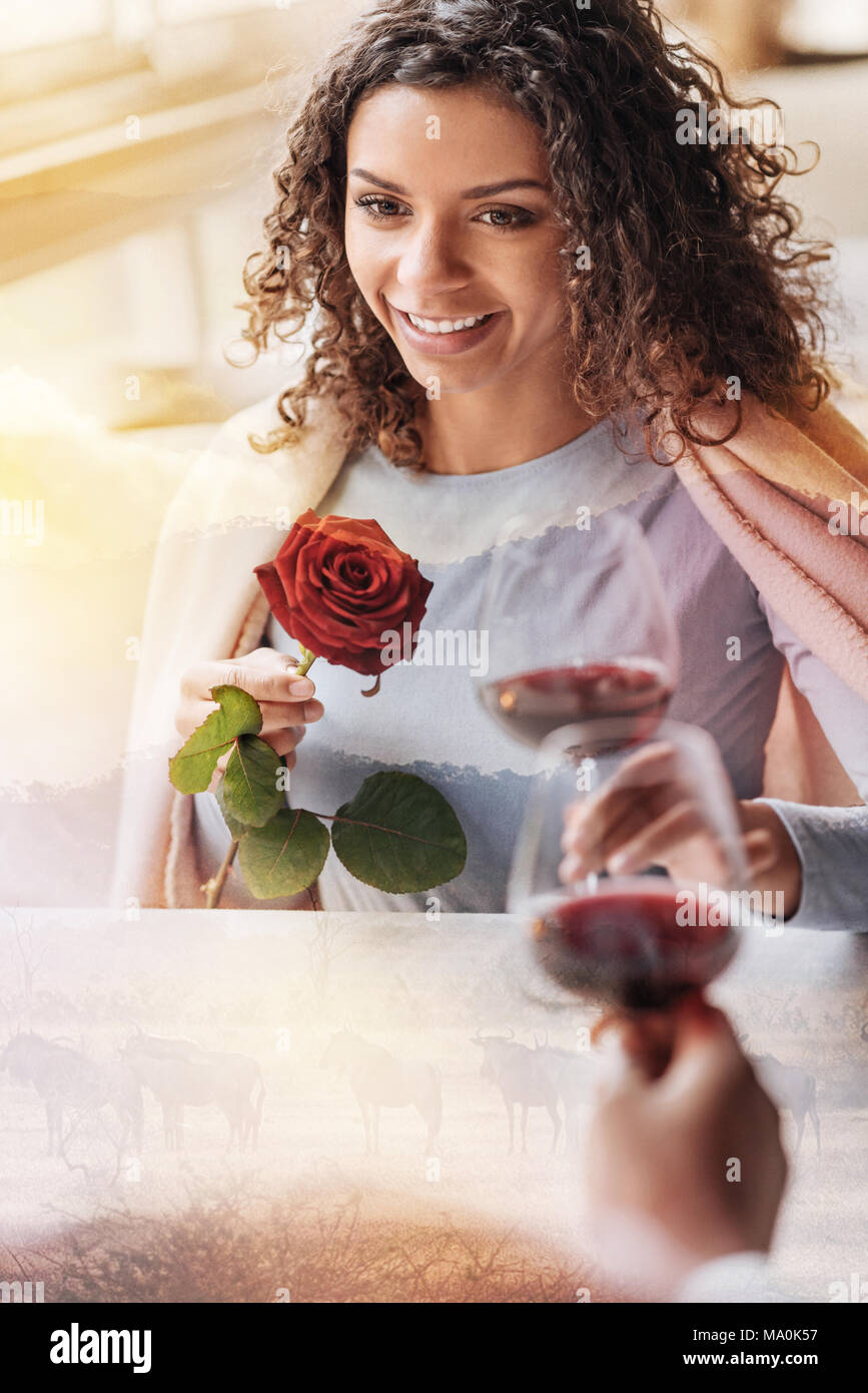 Adorable girl having fascinating date Stock Photo - Alamy