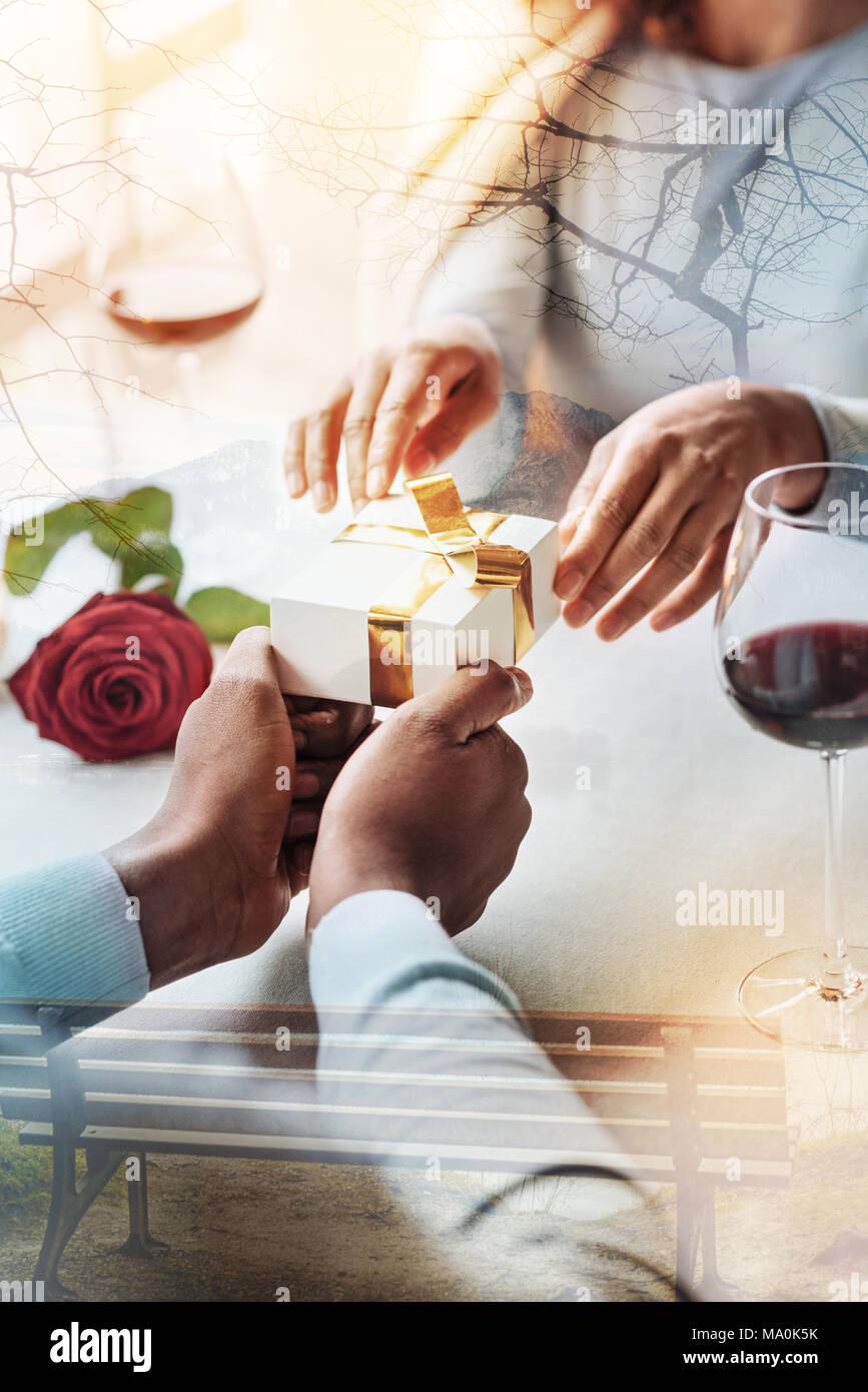 Lovely couple having wonderful date Stock Photo - Alamy