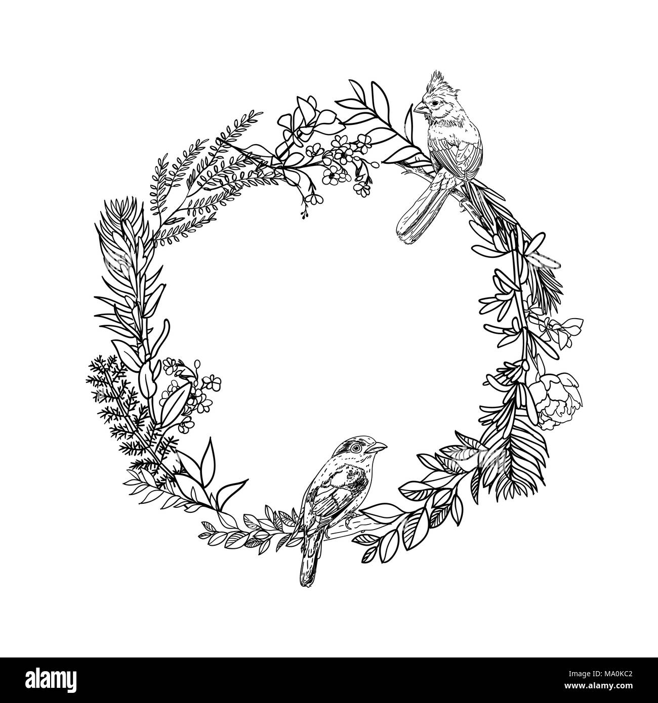 Floral Ribbon Banner Hand Drawn Vector Vintage Floral Banners Sketch Ink Illustration Banner