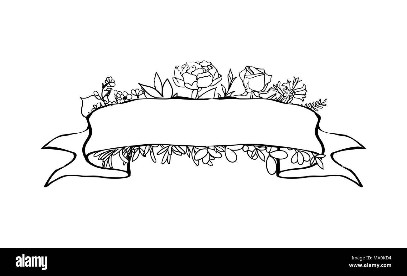Hand drawn vector Vintage floral banners. Sketch ink illustration ...