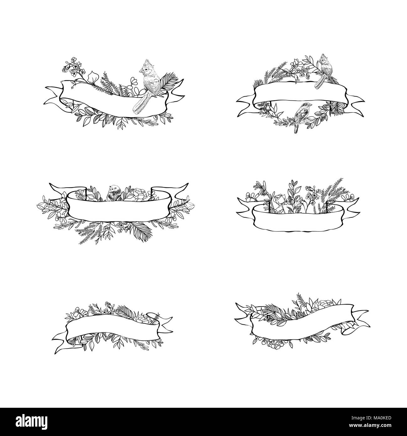 Hand Drawn Ribbon Banner Vector Ribbon Banner Vector Outline Vintage