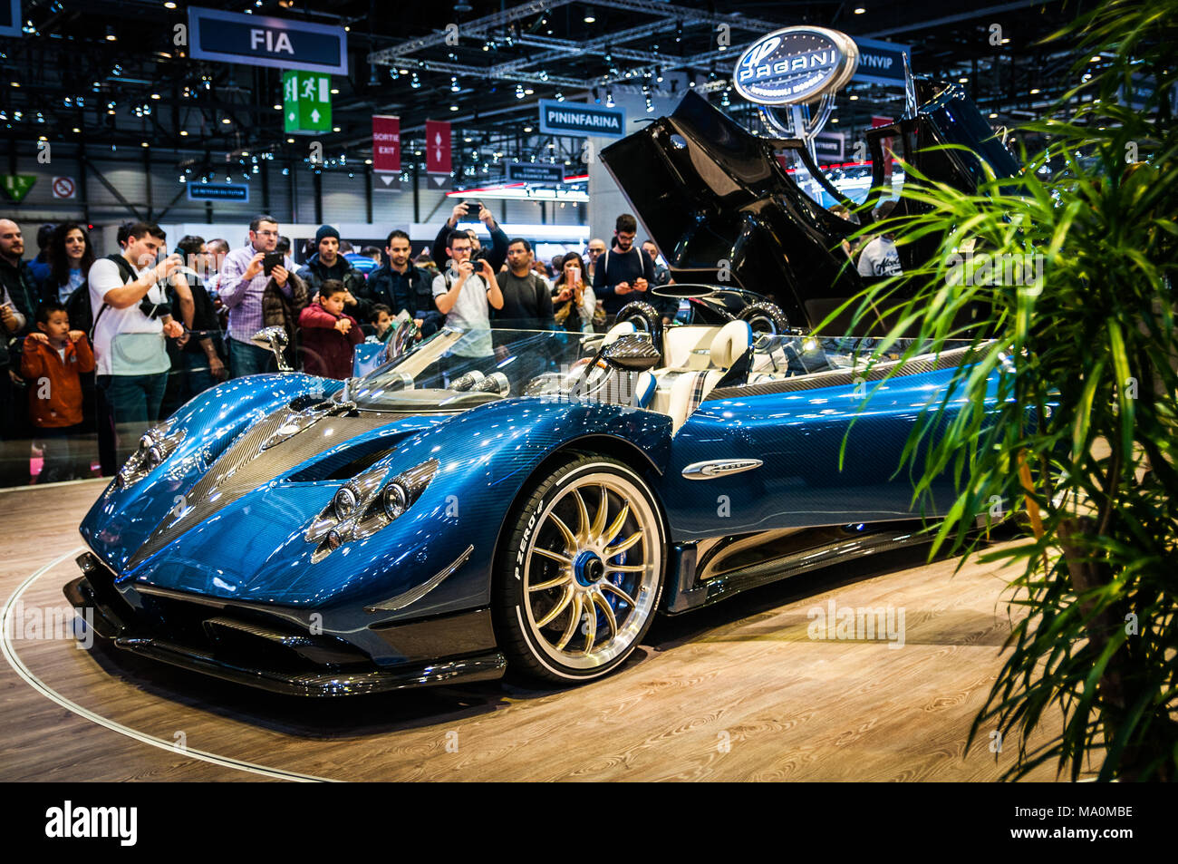 GENEVA, SWITZERLAND - MARCH 17, 2018: PAGANI ZONDA BARCHETTA Superfast sports car presented at ...
