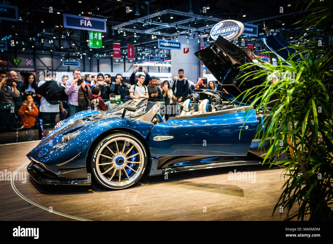 GENEVA, SWITZERLAND - MARCH 17, 2018: PAGANI ZONDA BARCHETTA Superfast sports car presented at ...