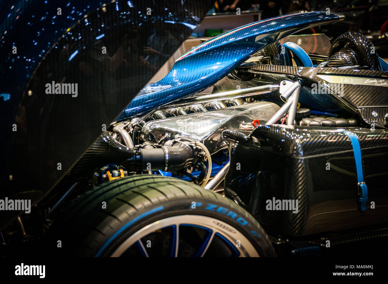 GENEVA, SWITZERLAND - MARCH 17, 2018: PAGANI ZONDA BARCHETTA Superfast ...