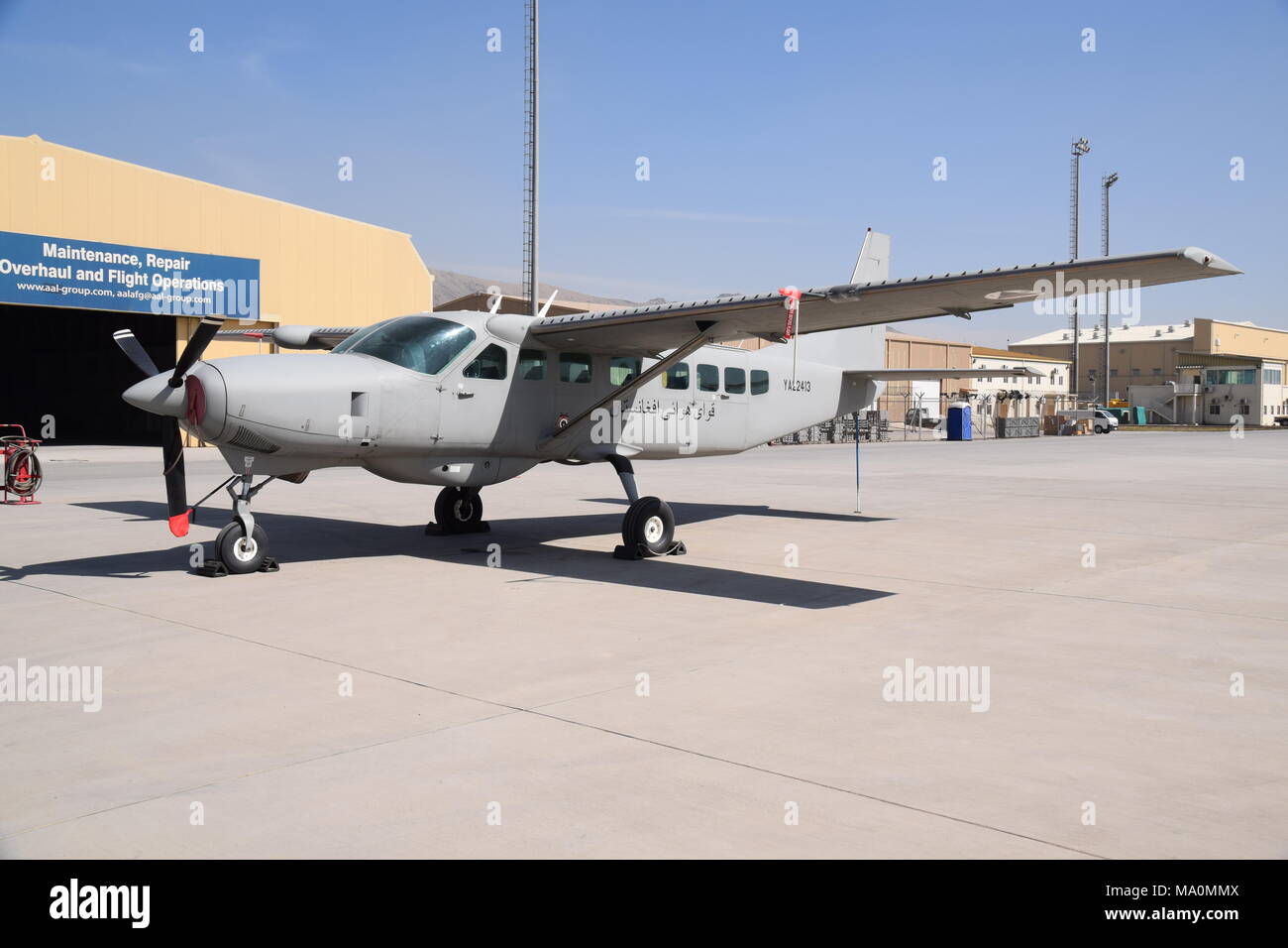 A Cessna C-208 light transport plane of the Afghan Air Force sitting on ...
